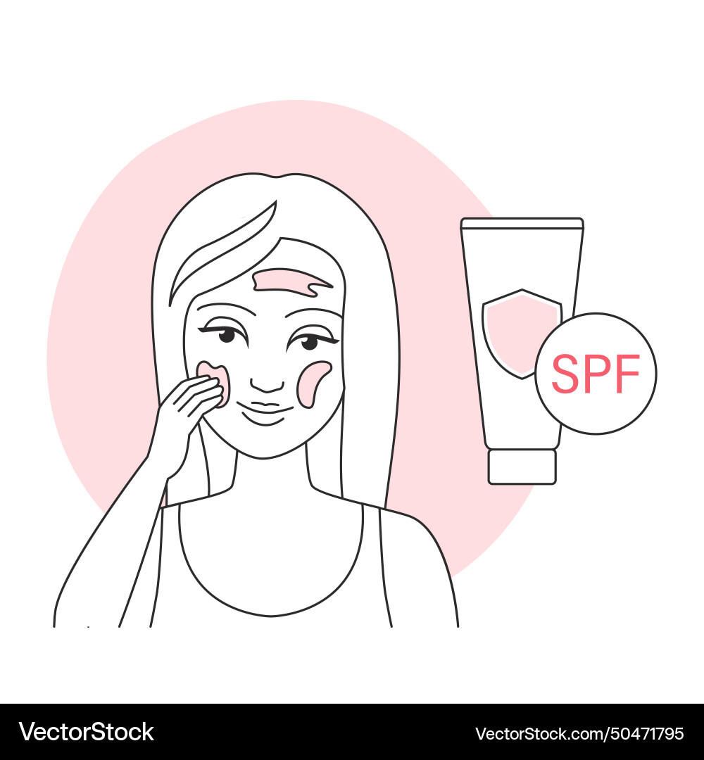 Girl applying spf cream Royalty Free Vector Image