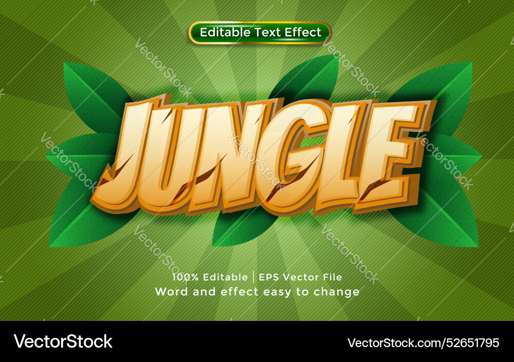 Jungle text editable effect Royalty Free Vector Image
