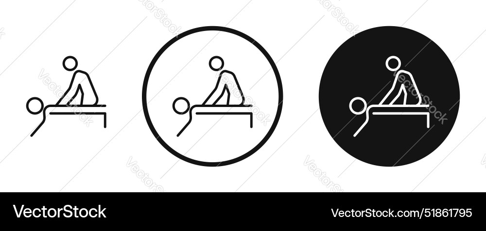Massage icon set in black and white outlines Vector Image