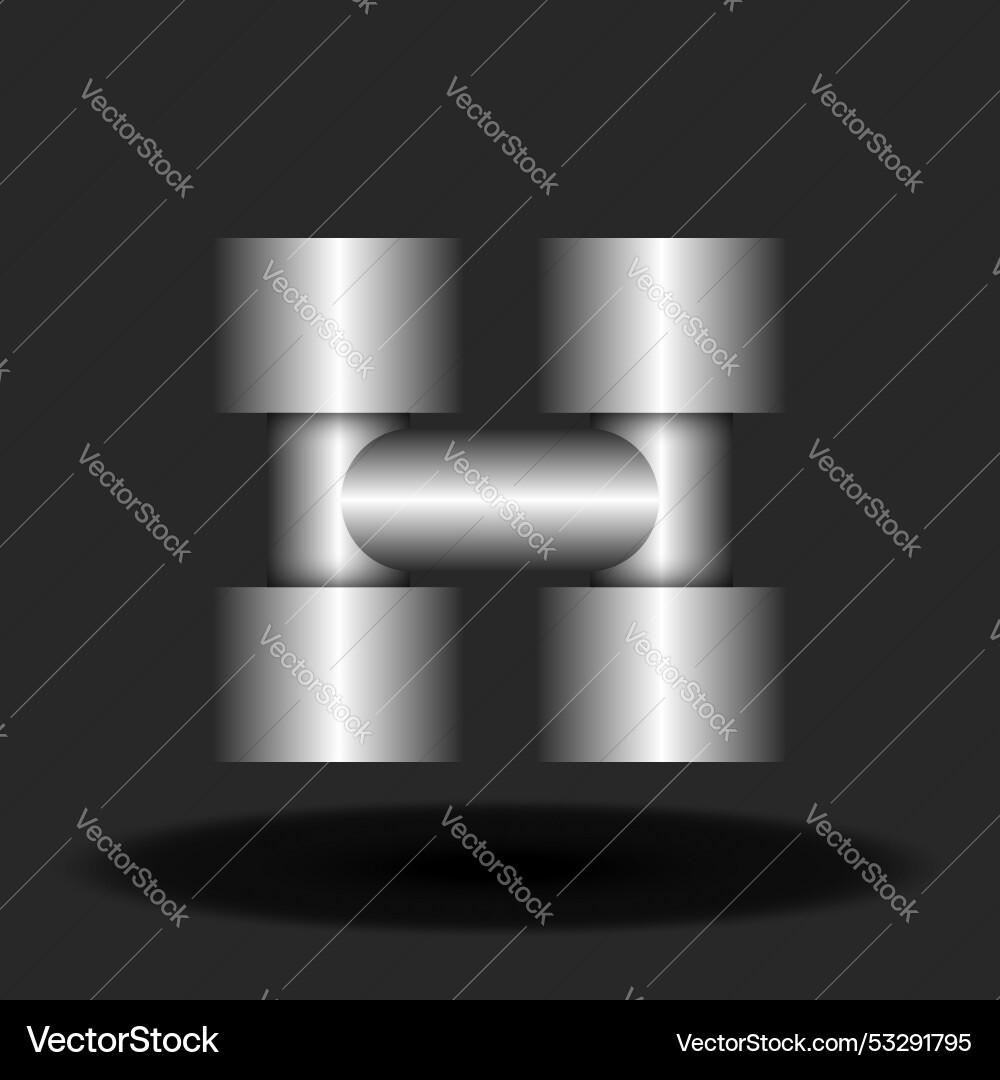 Metallic h letter futuristic monogram logo Vector Image
