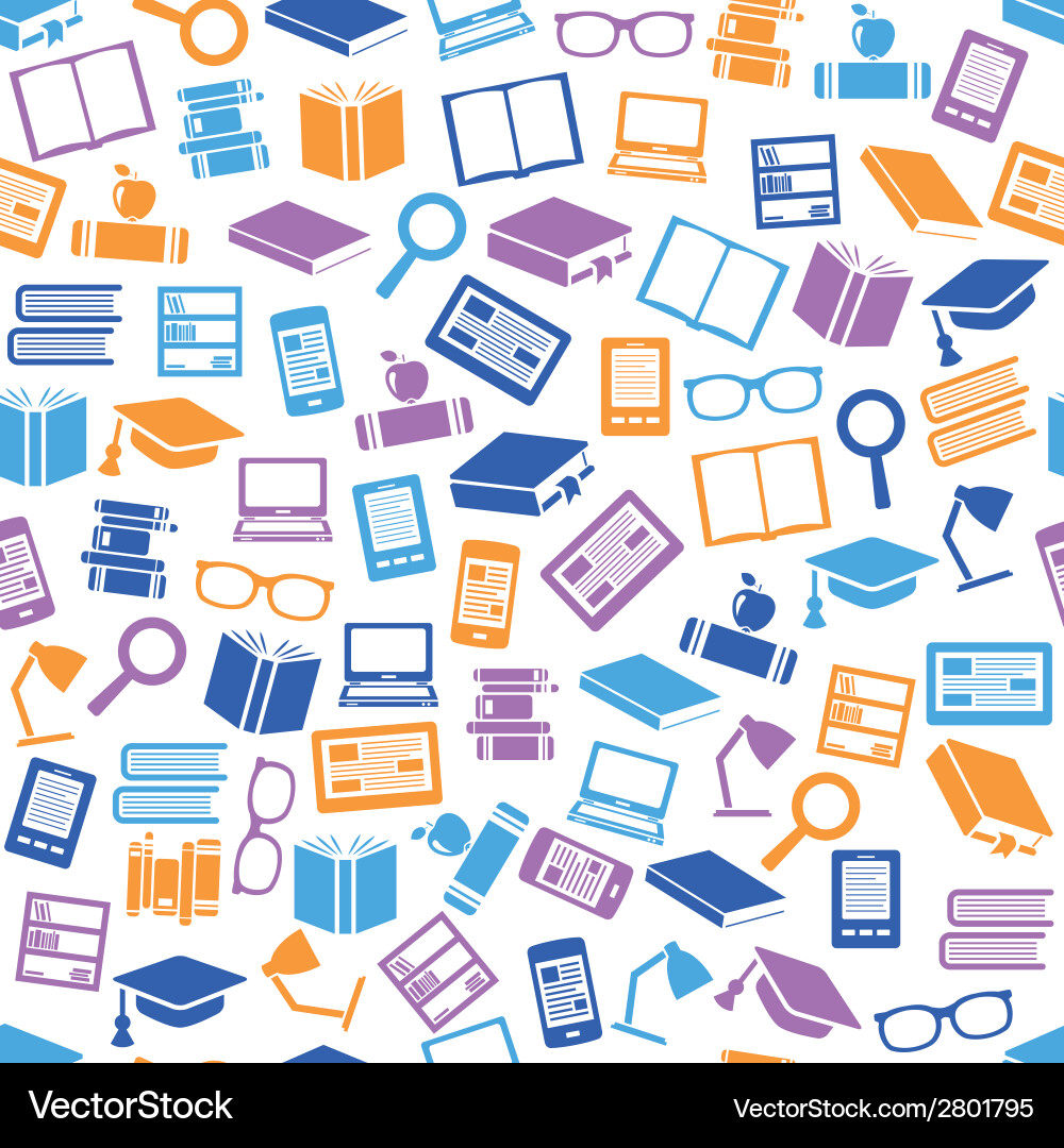 Reading seamless pattern Royalty Free Vector Image