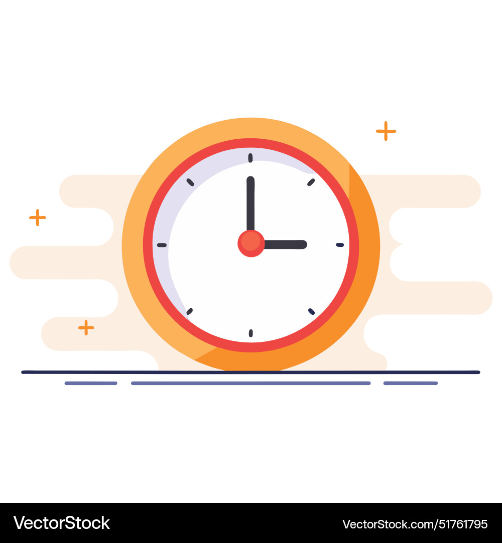 Time clock isolated flat Royalty Free Vector Image