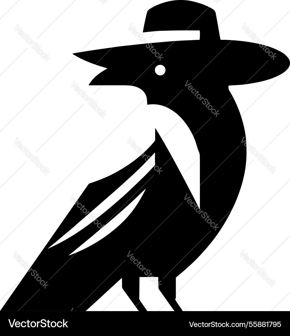 Western raven with hat logo Royalty Free Vector Image