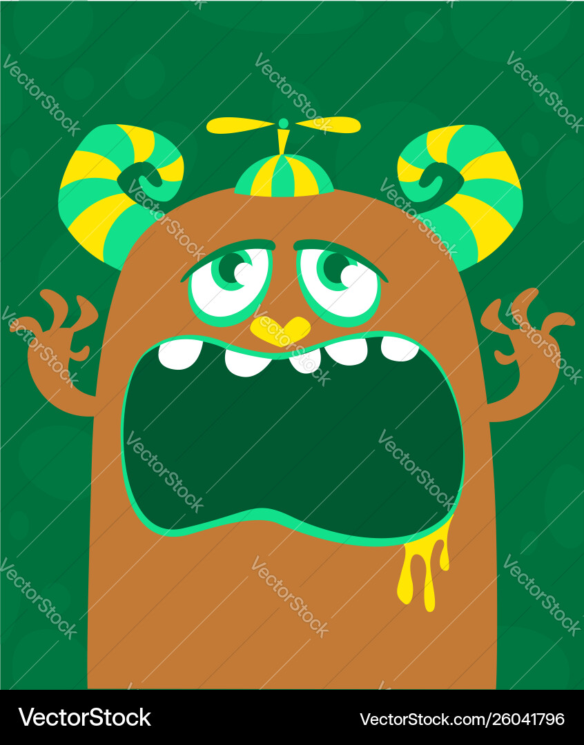 Cartoon angry monster face Royalty Free Vector Image