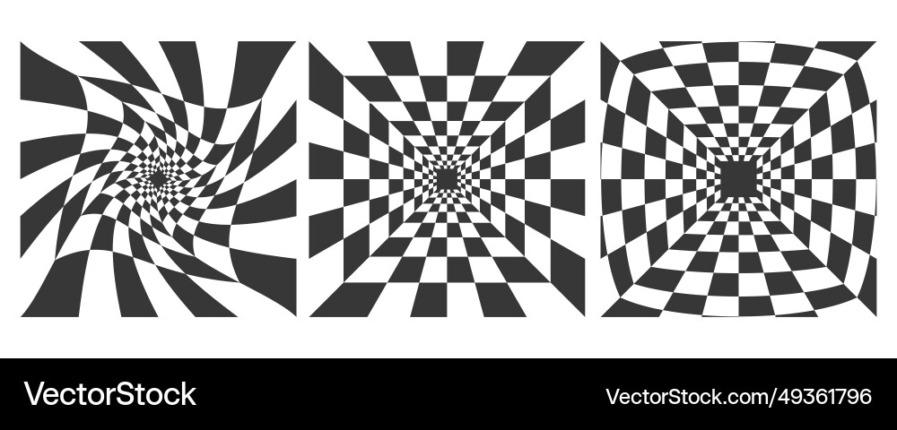 Checkerboard black and white psychedelic pattern Vector Image