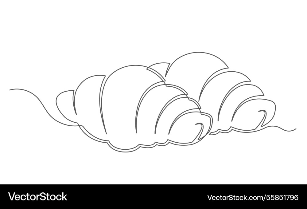 Croissants continuous one line isolated on white Vector Image