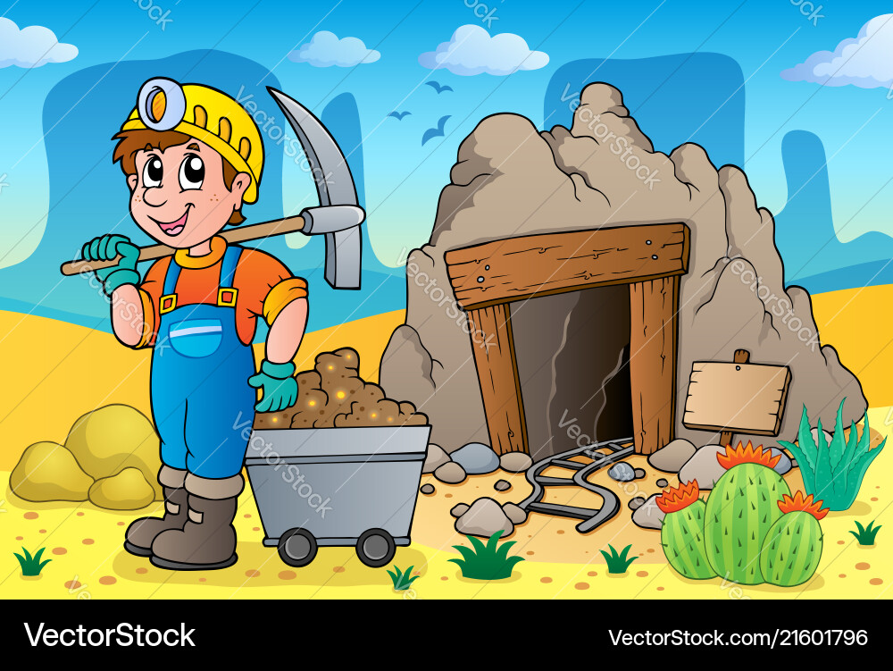 Desert with old mine theme 2 Royalty Free Vector Image