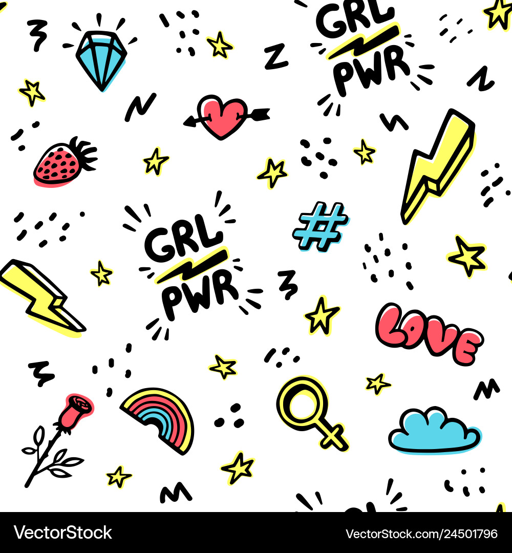 Girl power movement seamless pattern feminist Vector Image
