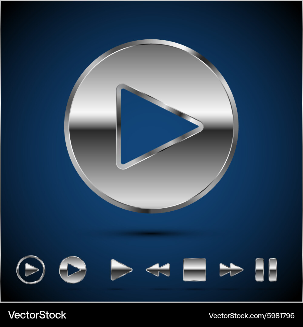 Media Player Icons - Metal Style Royalty Free Vector Image