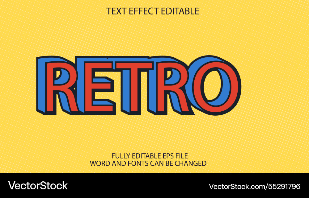 Retro comic text effect 3d style editable Vector Image