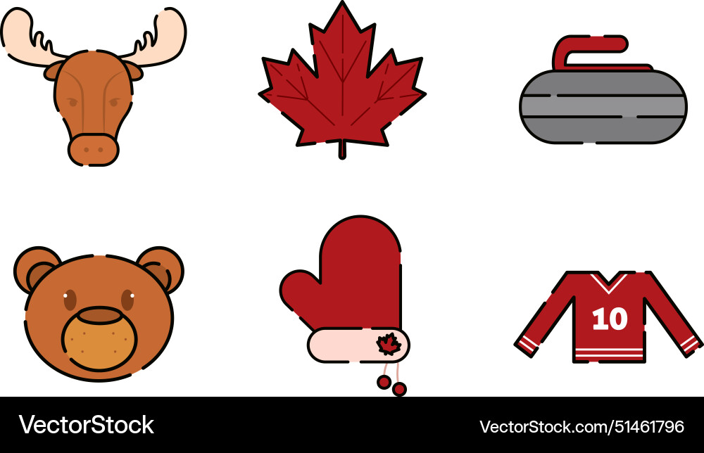 Set of colored canada icons Royalty Free Vector Image