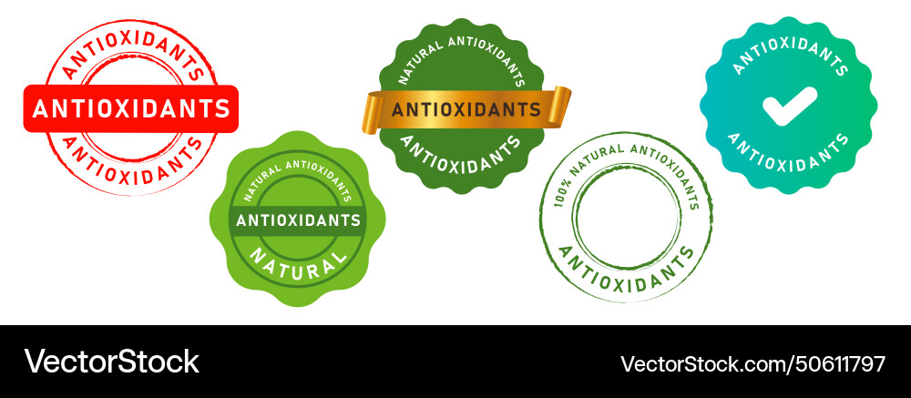 Antioxidants circle stamp seal emblem label Vector Image