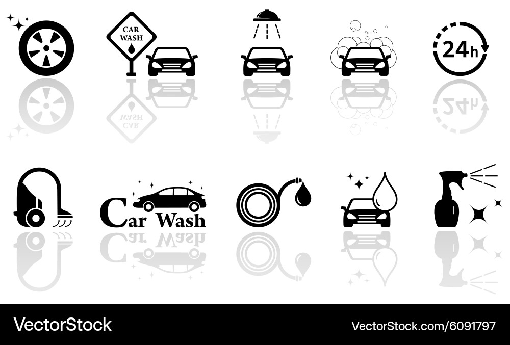 Car Wash Icons - Isolated Objects Royalty Free Vector Image