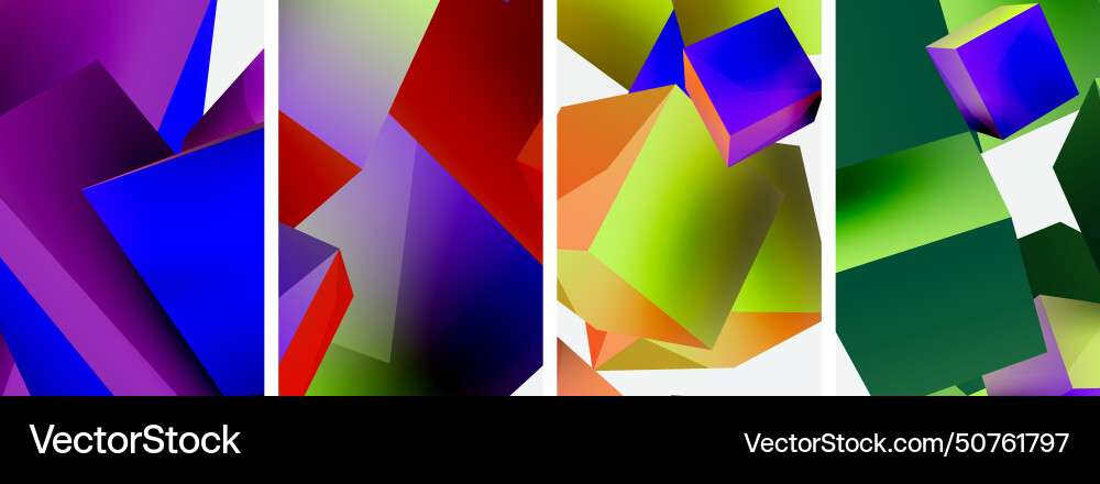 Composition of 3d cubes and other geometric Vector Image