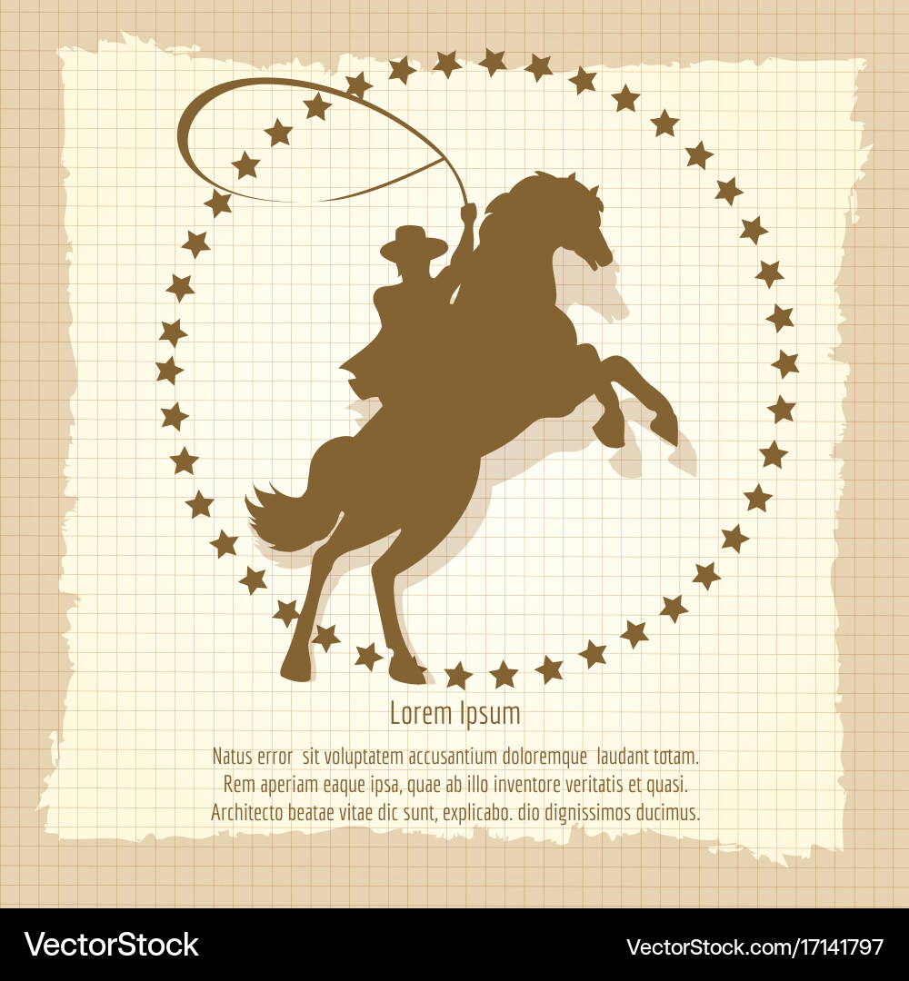 Cowboy rodeo man vintage backdrop Royalty Free Vector Image