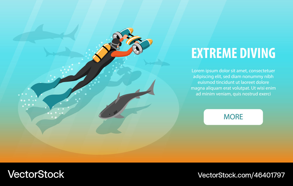 Extreme diving isometric banner Royalty Free Vector Image