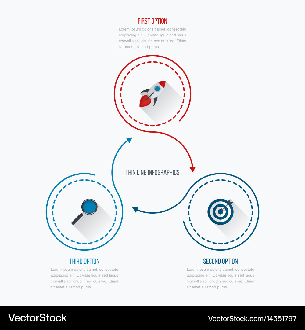 Infographics template 3 options with circle Vector Image