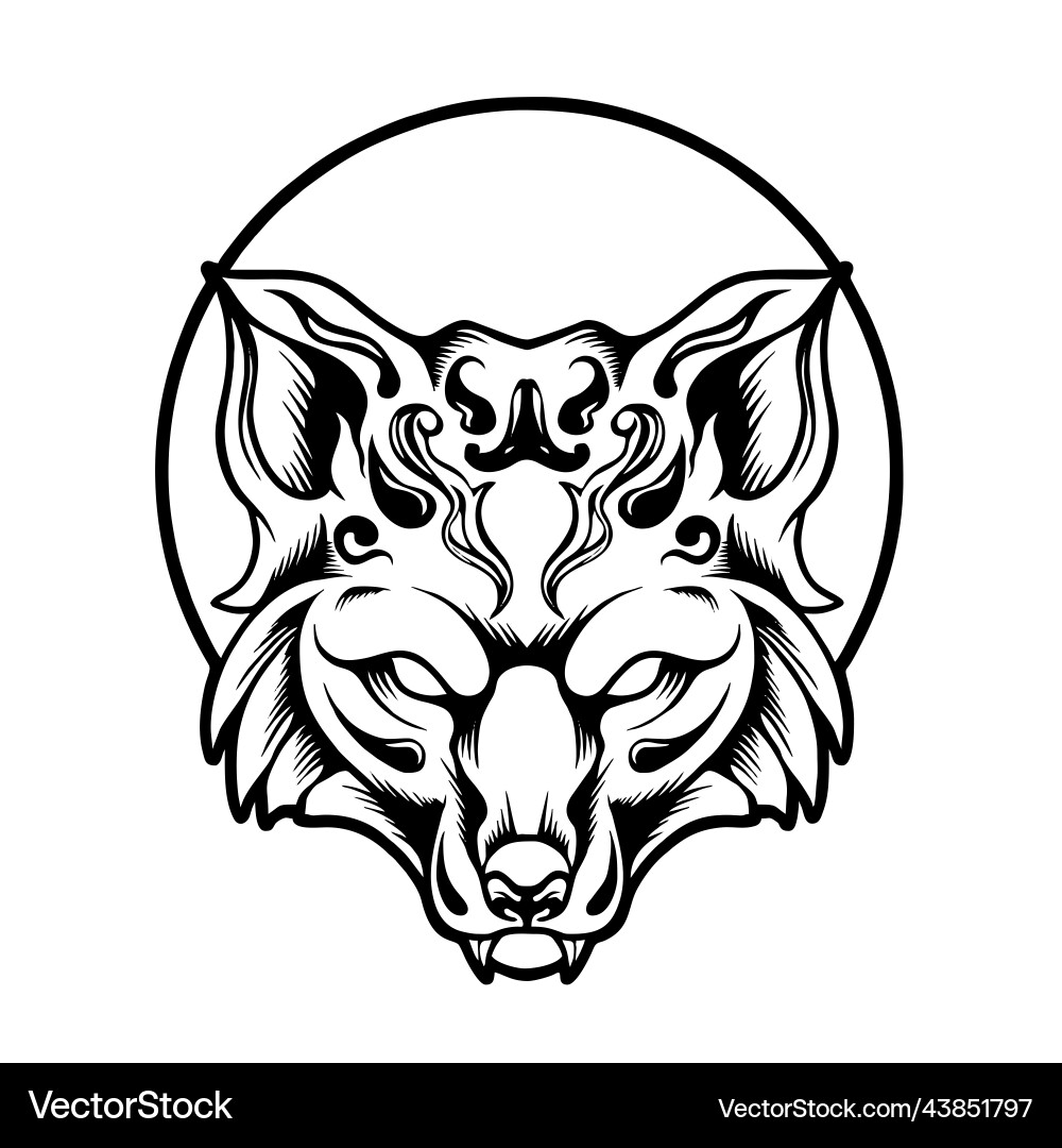 Japanese Kitsune Head Silhouette Royalty Free Vector Image
