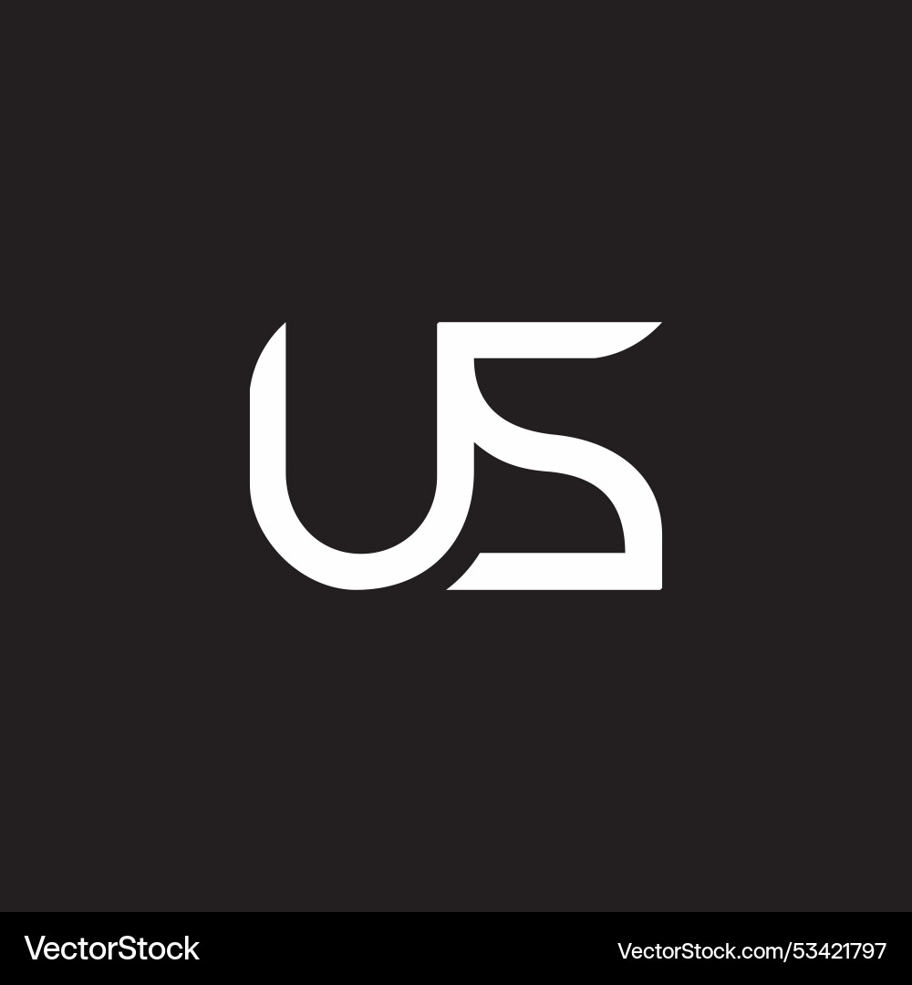 Letter us simple geometric linear linked logo Vector Image