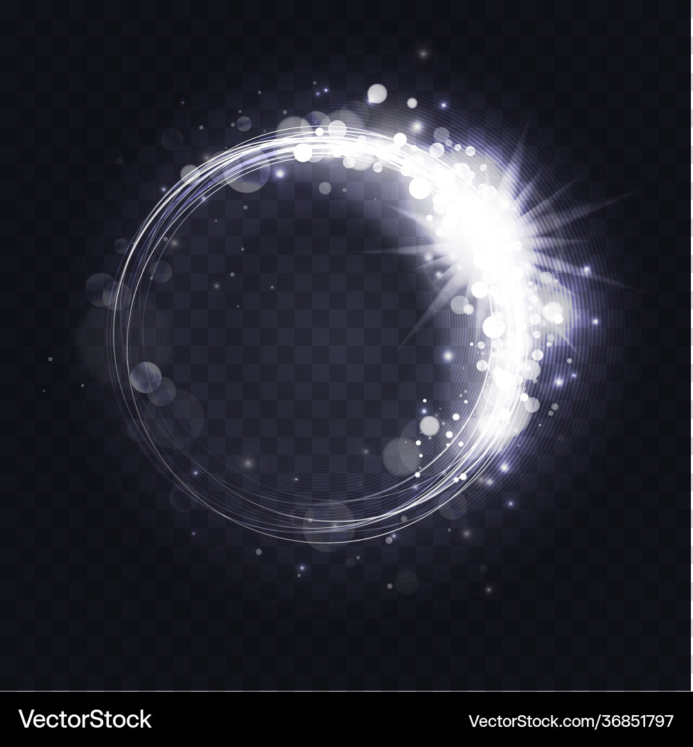 Silver luminous spark ring light frame effect Vector Image
