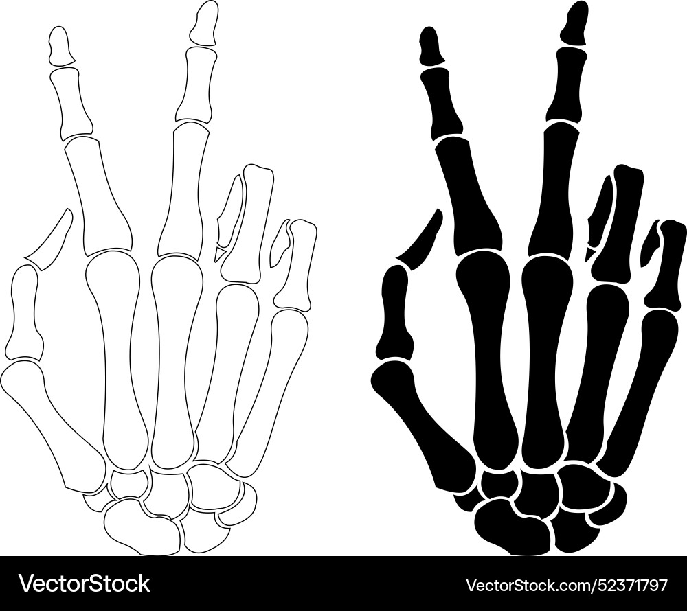Skeleton peace sign eps hand Royalty Free Vector Image