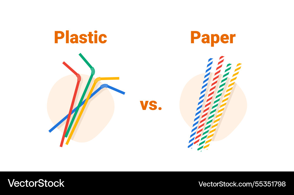 Back to plastic straws paper or drinking Vector Image