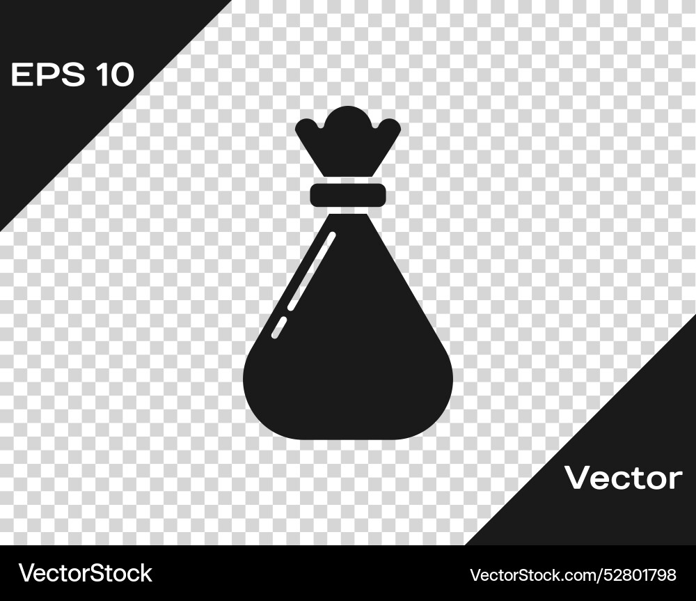 Black garbage bag icon isolated on transparent Vector Image