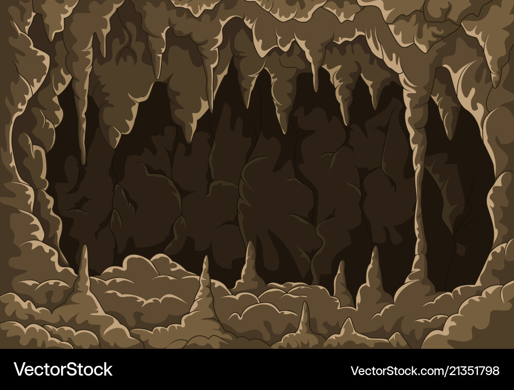 Cartoon the cave with stalactites Royalty Free Vector Image