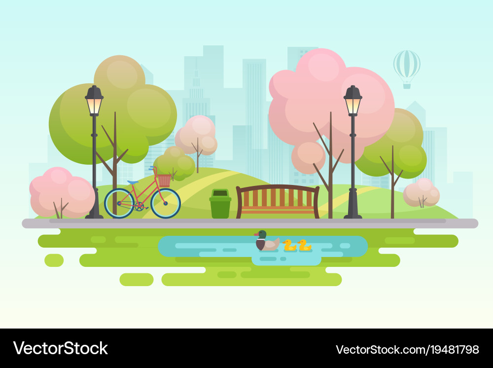 City spring park Royalty Free Vector Image - VectorStock