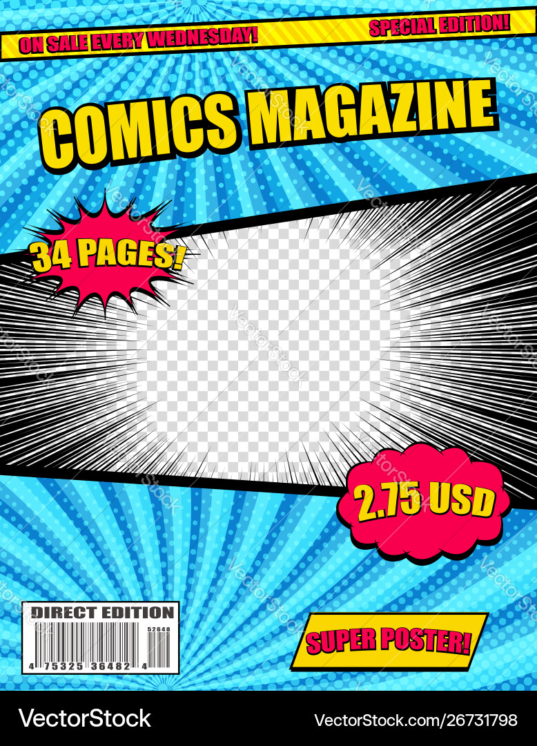 Comics magazine template Royalty Free Vector Image
