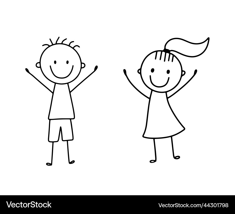 Happy Stick Figures - Girl & Boy Royalty Free Vector