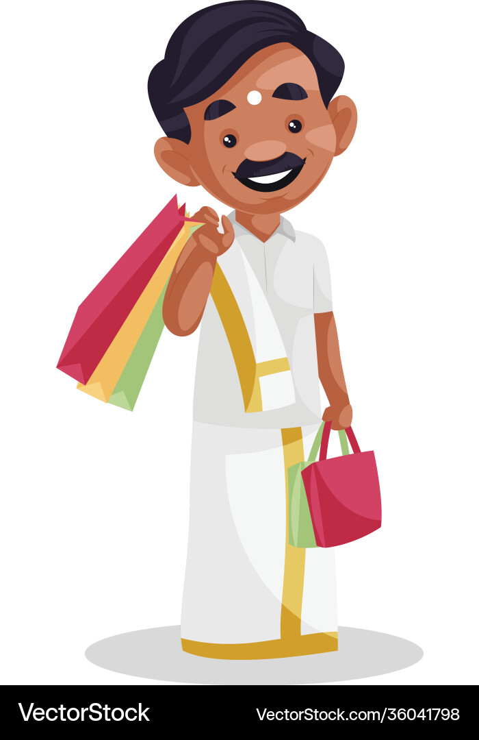 Indian tamil man cartoon Royalty Free Vector Image