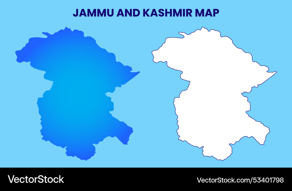 Outline and blue map of jammu kashmir region Vector Image