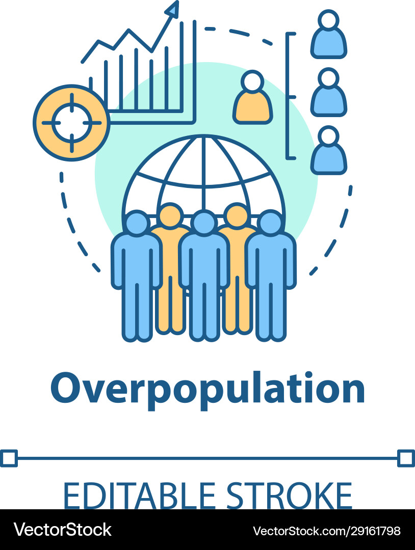 Overpopulation concept icon planet overcrowding Vector Image