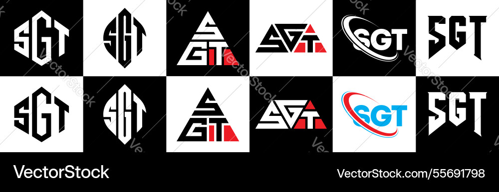 Sgt letter logo design in six style polygon Vector Image