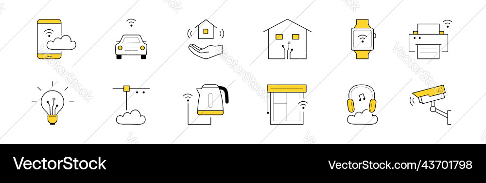 Smart home internet of things technology icons Vector Image