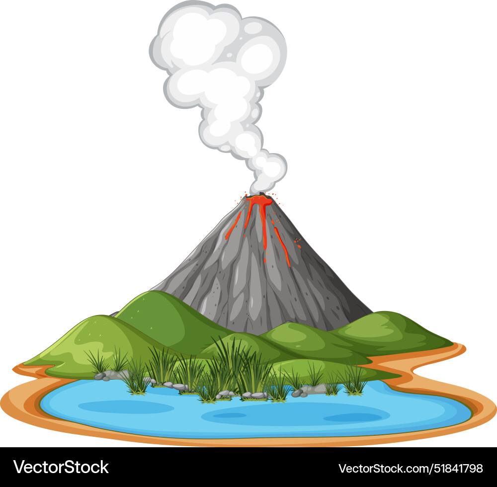 Volcanic Eruption with Lava Flow Royalty Free Vector Image
