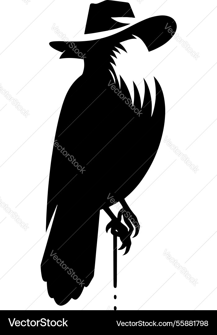 Western raven with hat logo Royalty Free Vector Image