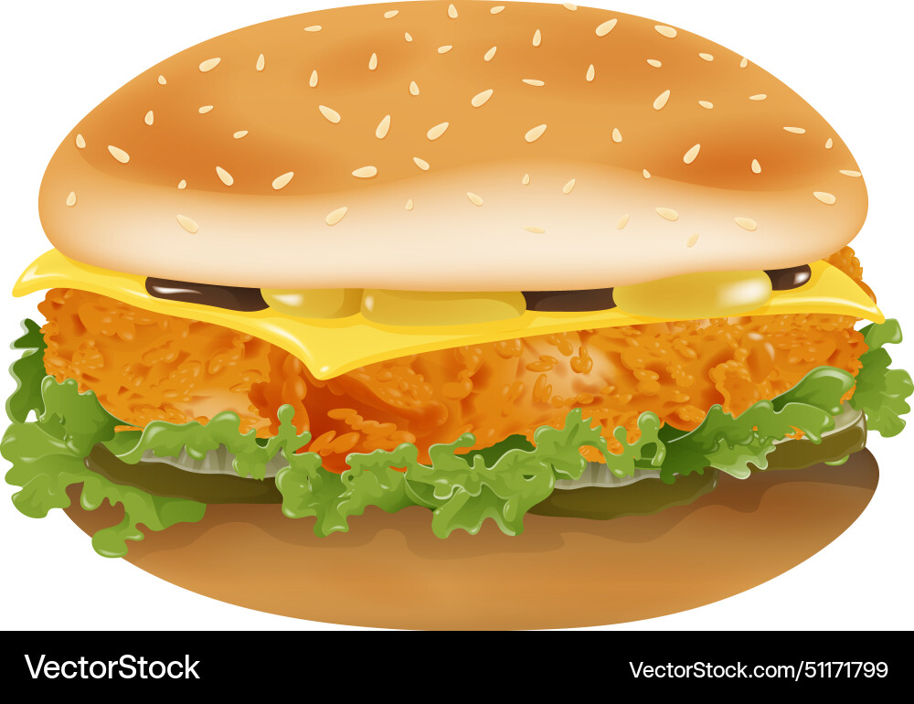 A tasty chicken burger Royalty Free Vector Image