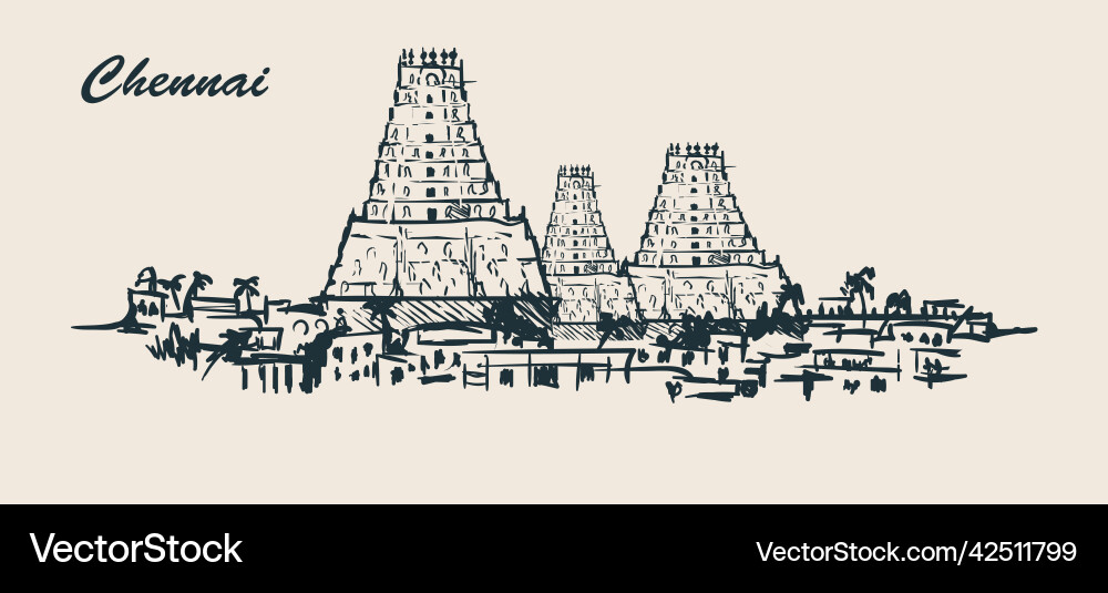 Chennai city skyline Royalty Free Vector Image