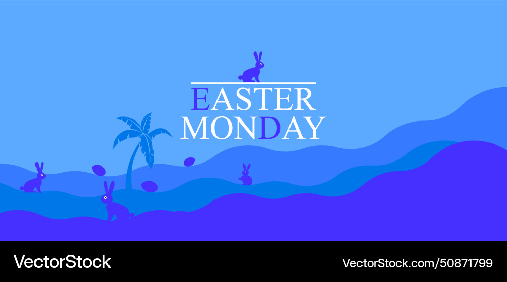 Easter monday blue and white text design Vector Image