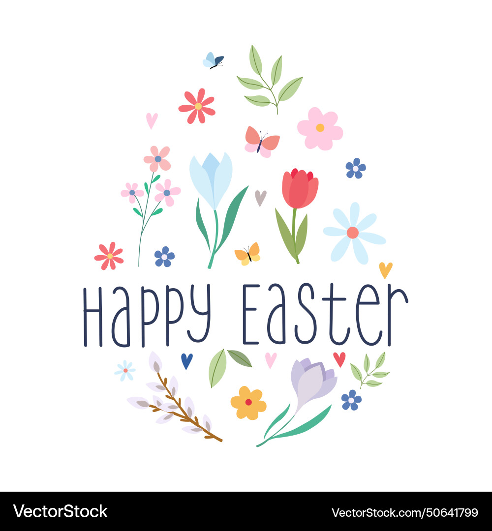 Hand drawn happy easter day lettering Royalty Free Vector