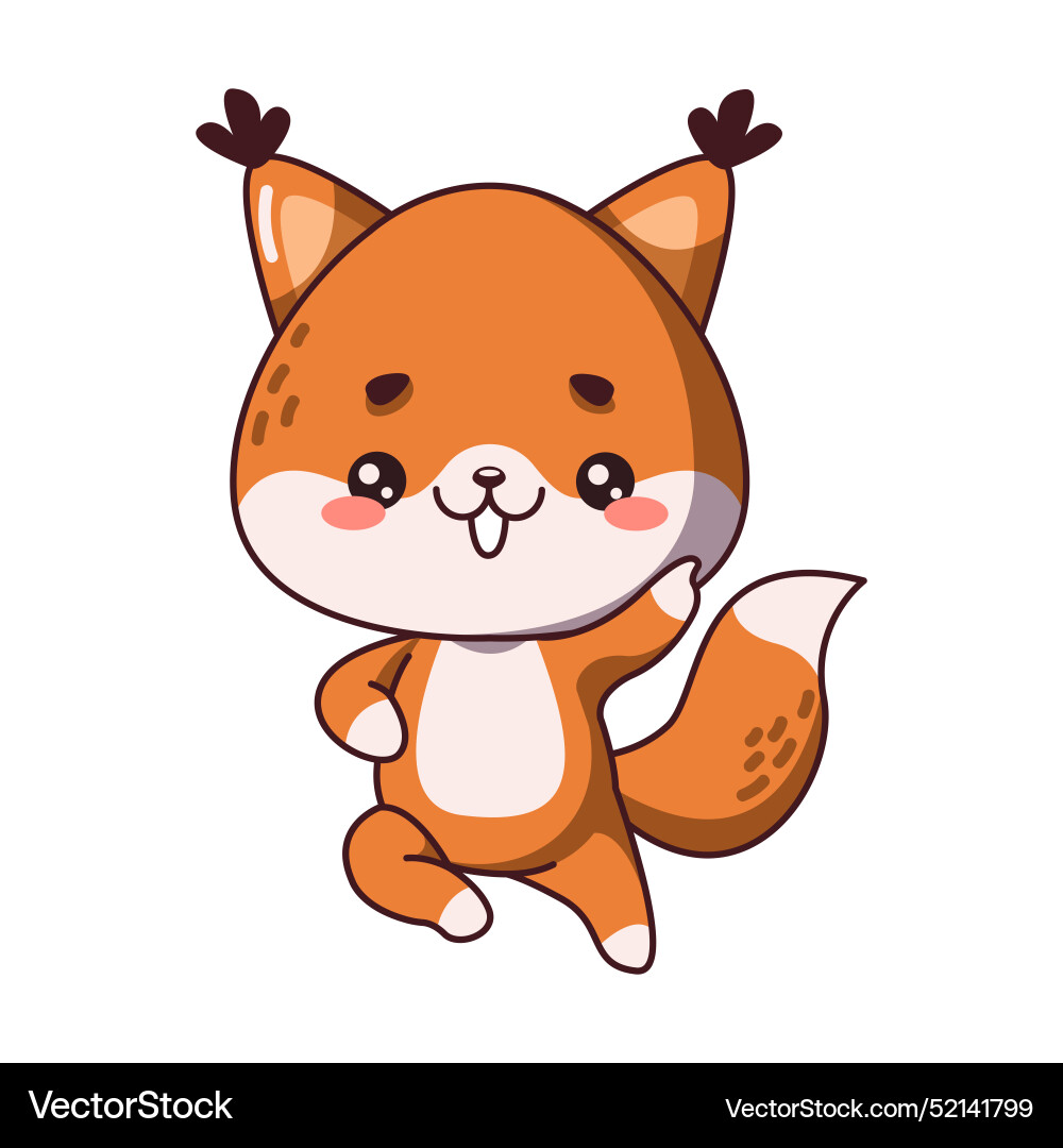 Happy fox dancing disco flat color Royalty Free Vector Image
