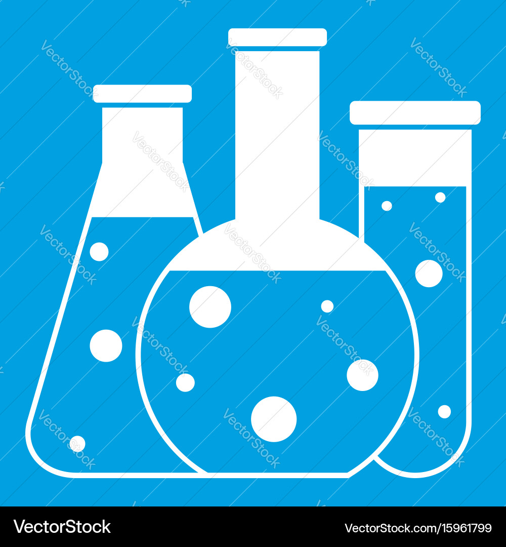 Laboratory flasks icon white Royalty Free Vector Image