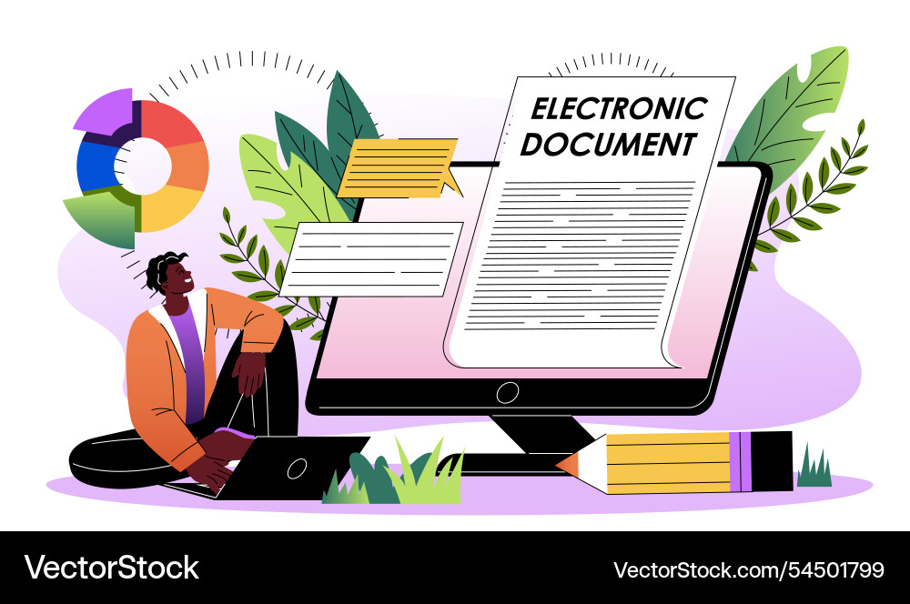 Man reading electronic document young guy sits Vector Image