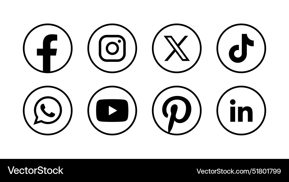 Popular social media icon collection Royalty Free Vector