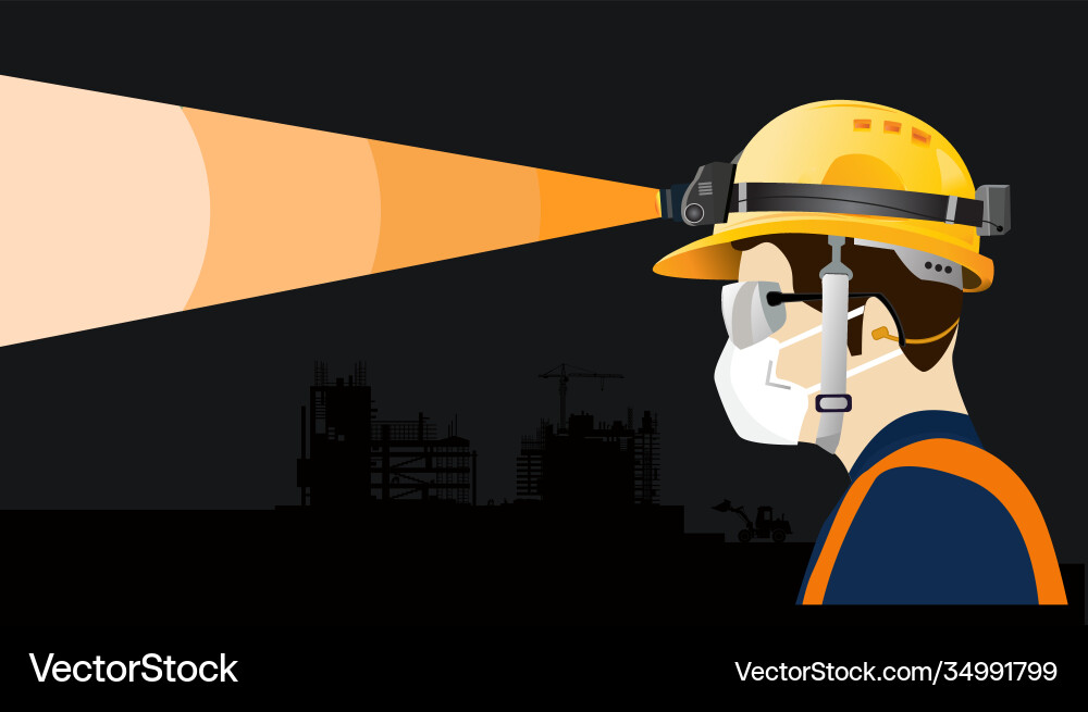 Safety equipment with headlamp construction Vector Image