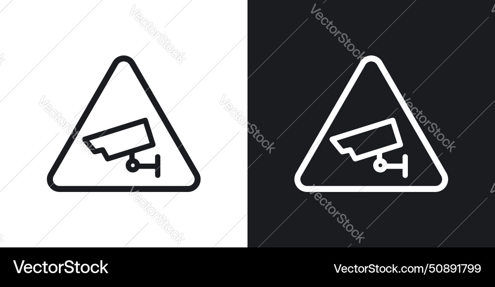 Video surveillance sign icon set monitored area Vector Image