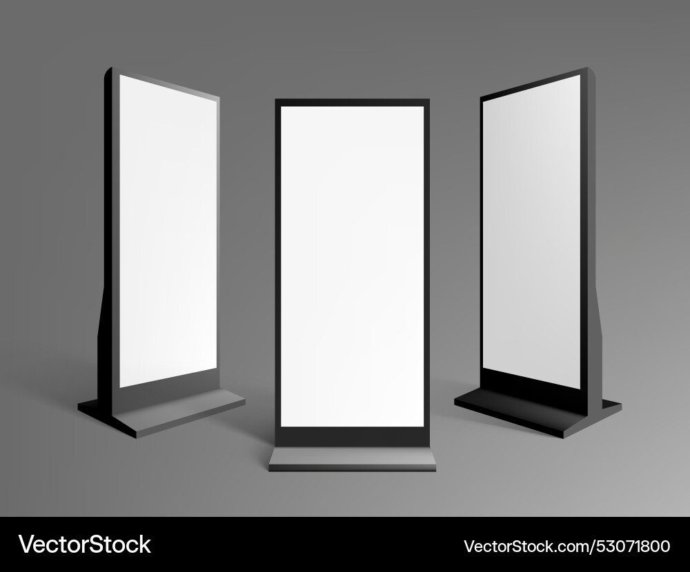 3d digital ad info monitor front and side view Vector Image