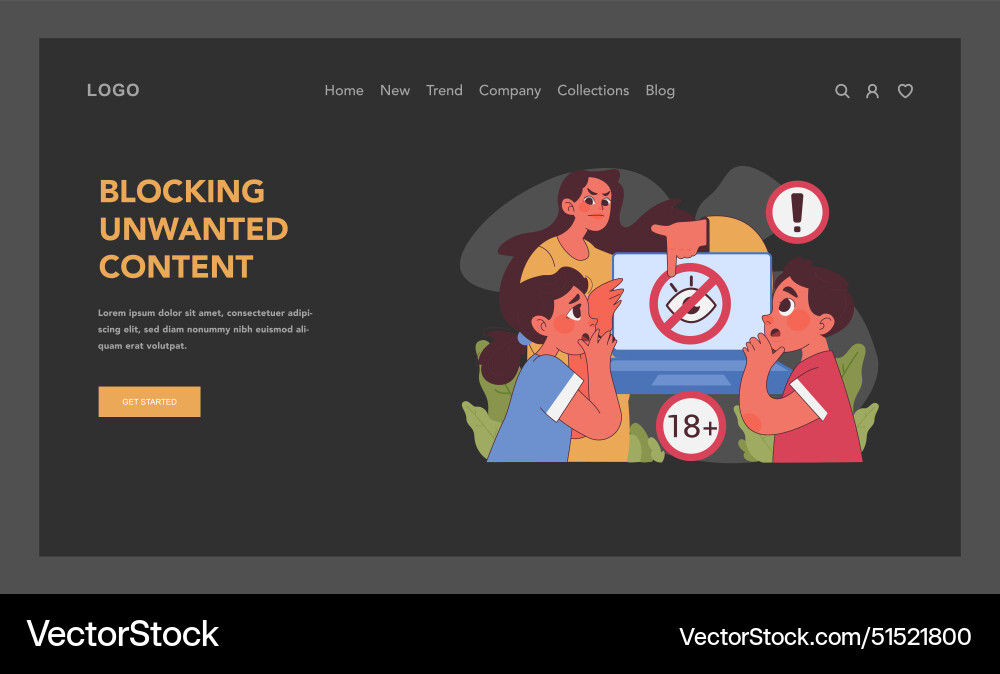 Blocking unwanted content concept flat Royalty Free Vector